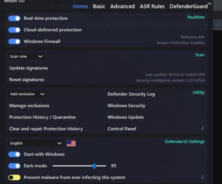 Cách sử dụng DefenderUI để cấu hình Windows Defender