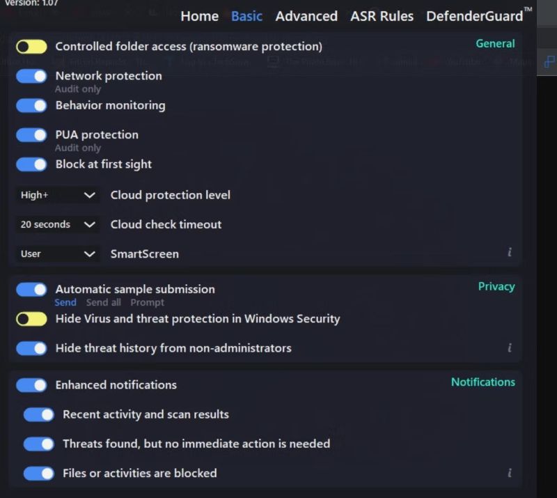 Cách sử dụng DefenderUI để cấu hình Windows Defender