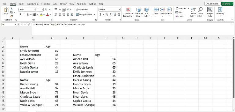 Cách sử dụng hàm VSTACK và HSTACK trong Excel
