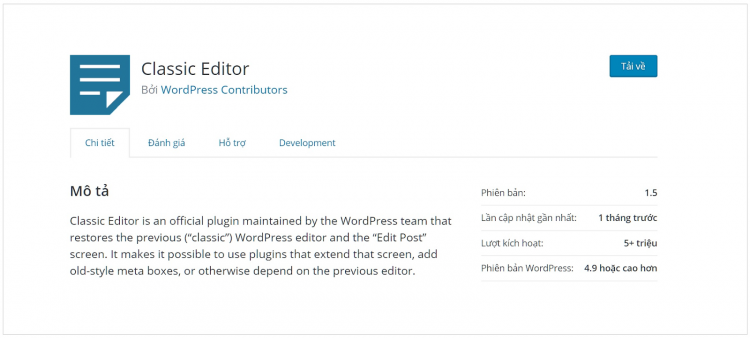 Plugin Classic Editor Tạo Văn Bản Trong Blog Website